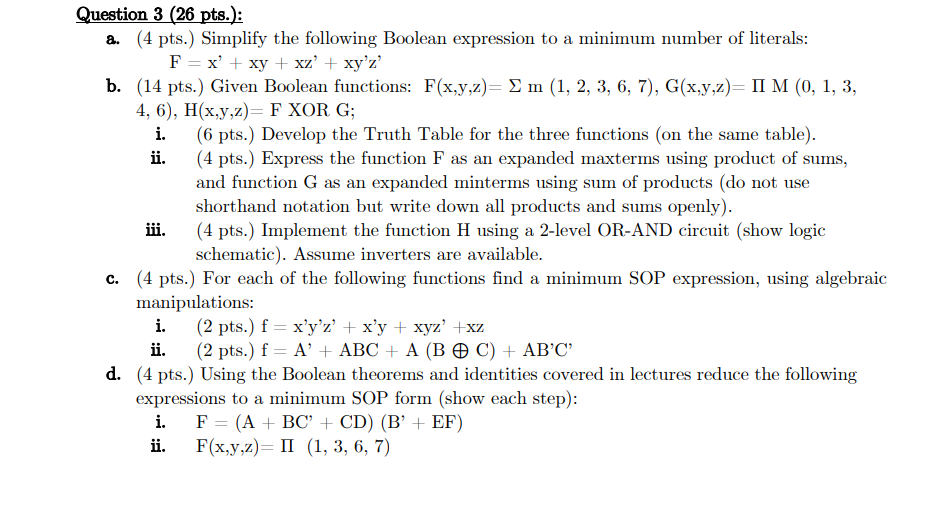 Solved Question 3 (26 pts.): a. (4 pts.) Simplify the | Chegg.com Solved Question 3 (26 pts.): a. (4 pts.) Simplify the | Chegg.com