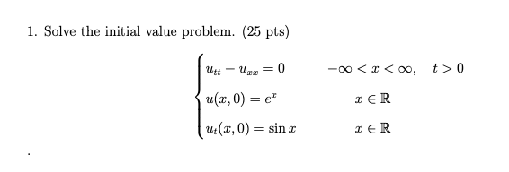 Solved 1. Solve the initial value problem. (25 pts) -0 0 | Chegg.com