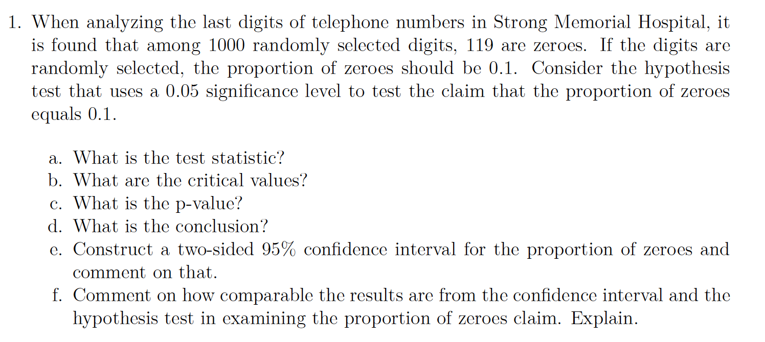 Solved When analyzing the last digits of telephone numbers | Chegg.com