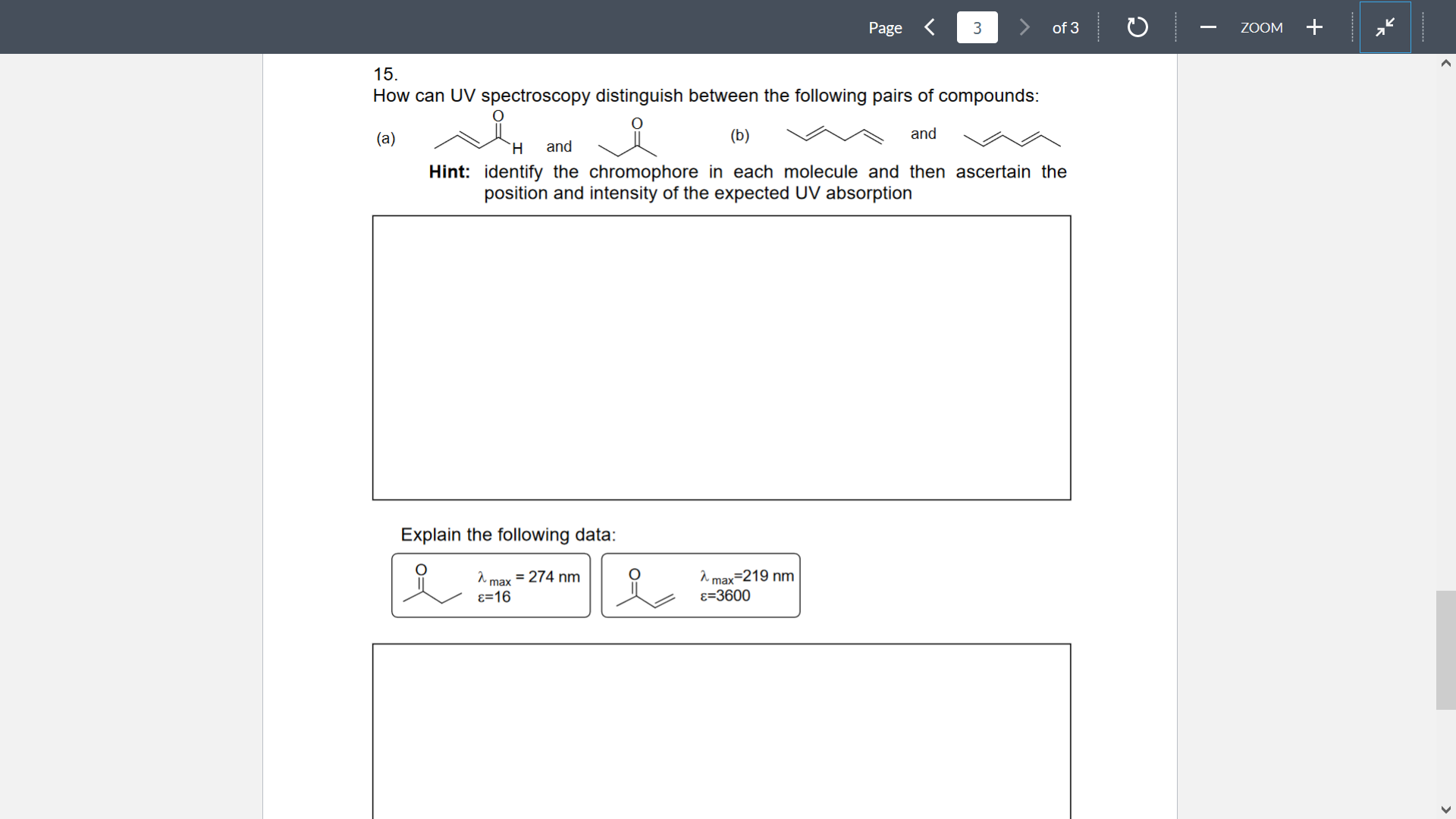 Solved How can UV spectroscopy distinguish between the | Chegg.com