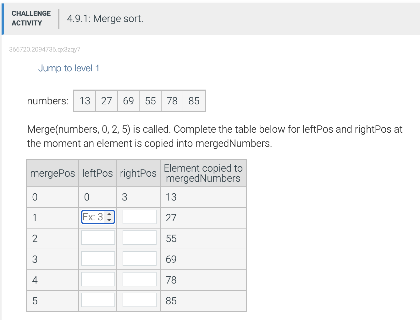 Solved CHALLENGE ACTIVITY 4.9.1: Merge sort. | Chegg.com
