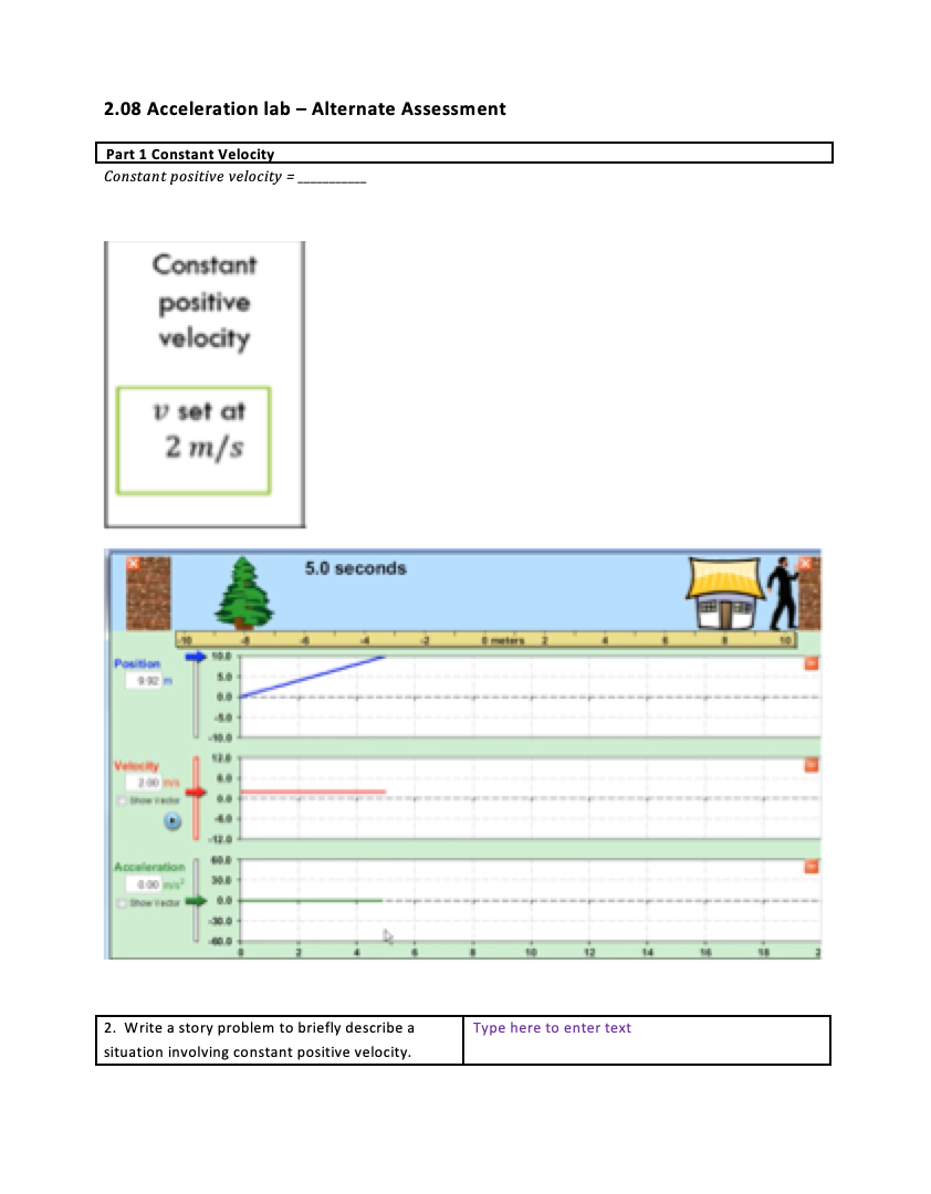 2.08 Acceleration lab - Alternate Assessment Part 1 | Chegg.com