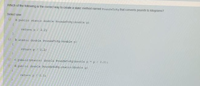 Solved Which Of The Following Is The Correct Way To Create A Chegg