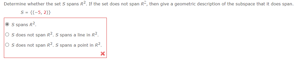 Solved Determine whether the set S spans R2. If the set does | Chegg.com