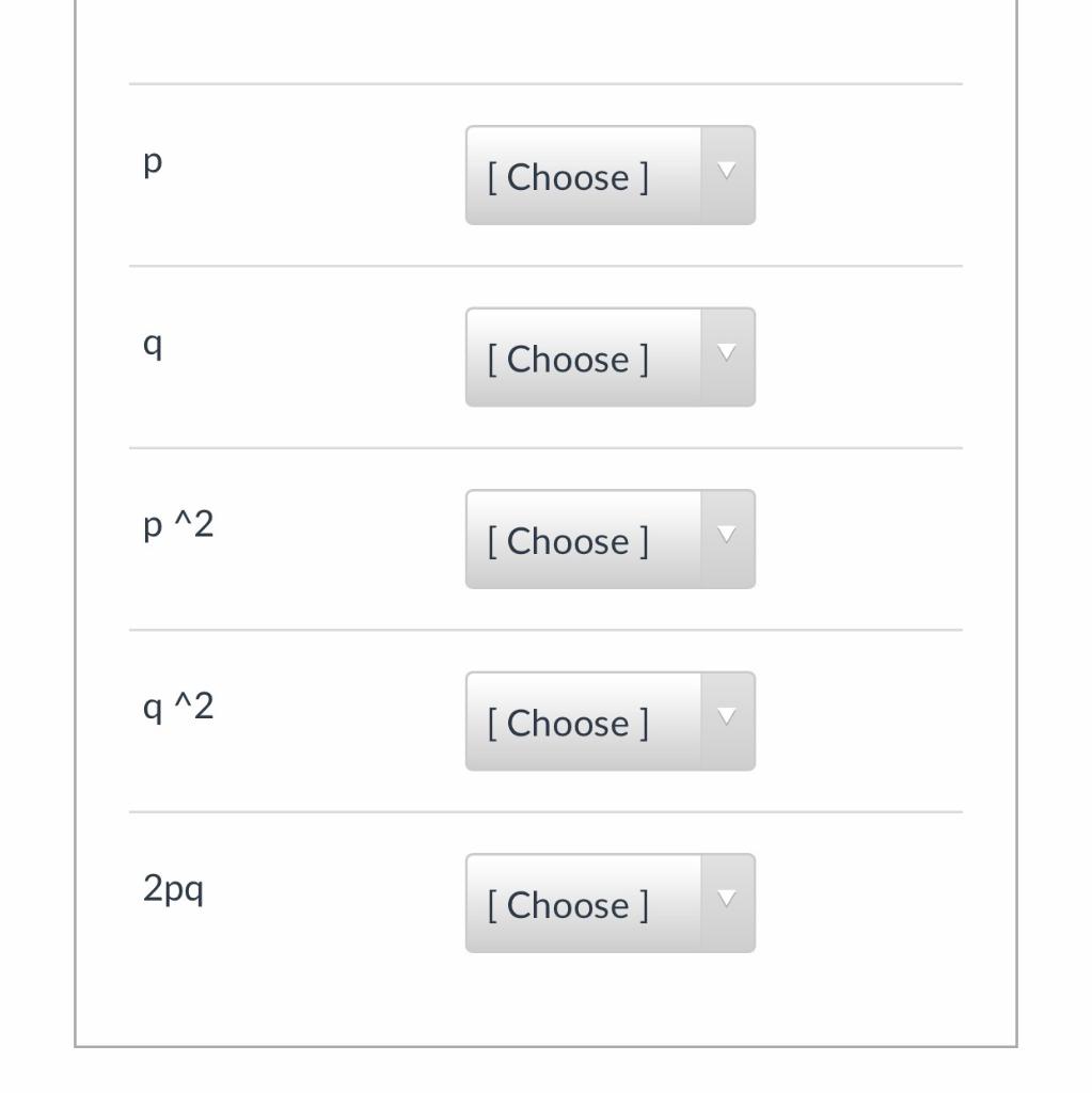Solved р [ Choose ] V q [Choose ] p^2 [Choose ] q^2 [Choose | Chegg.com