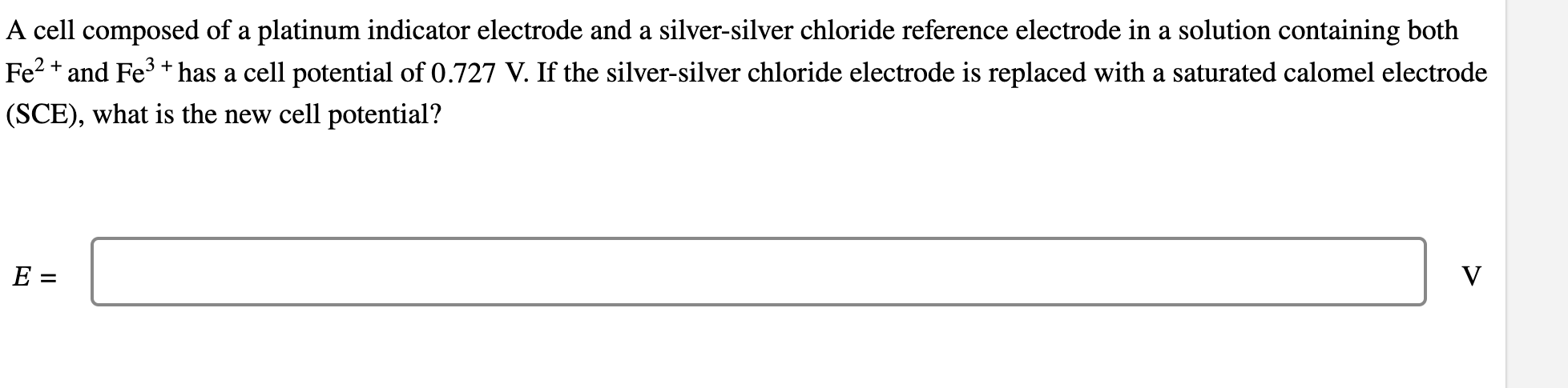 Solved A cell composed of a platinum indicator electrode and | Chegg.com