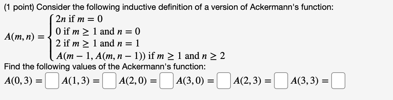 Solved (1 point) Consider the following inductive definition | Chegg.com