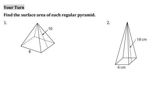 Solved Find the surface area of each regular pyramid. | Chegg.com