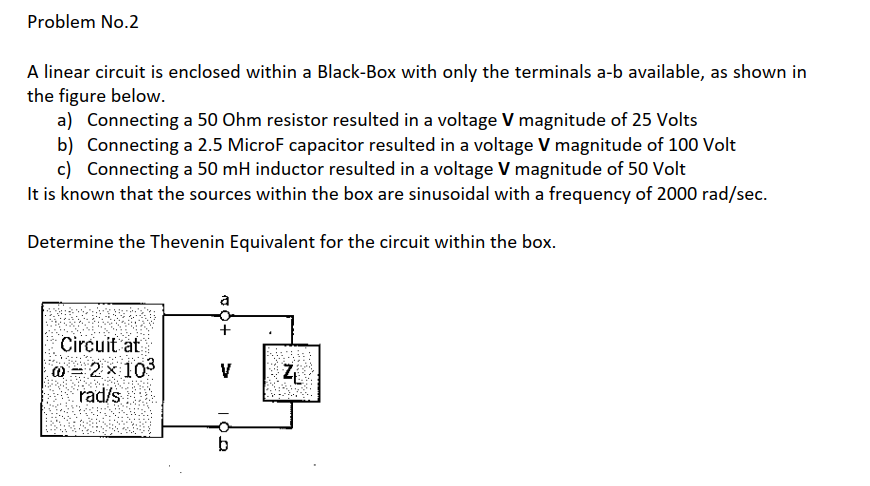 Solved Problem No.2 A linear circuit is enclosed within a | Chegg.com