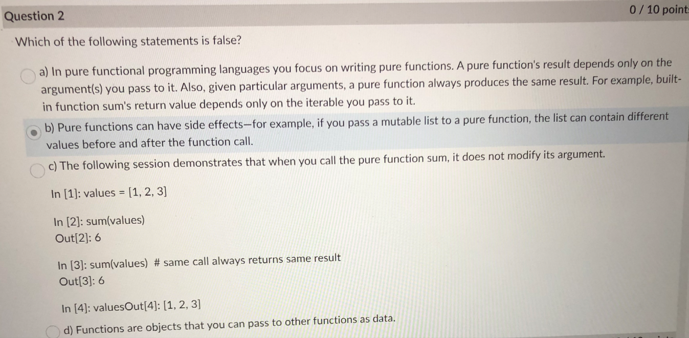 Which of the following statements is false? a) In | Chegg.com