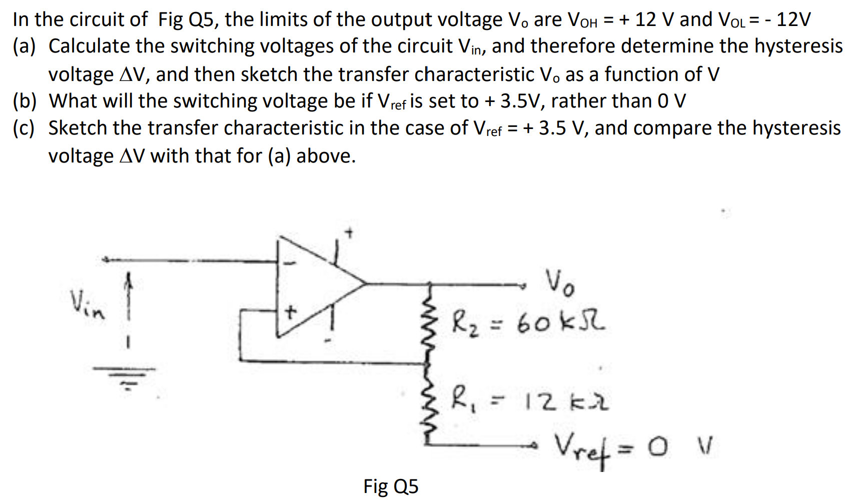 Solved In the circuit of Fig Q5, the limits of the output | Chegg.com