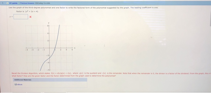 Solved Use the graph of the third-degree polynomial and one | Chegg.com