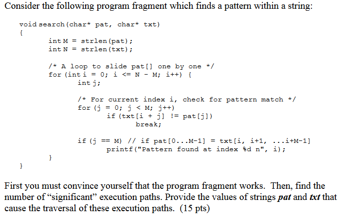 Consider the following program fragment which finds a | Chegg.com