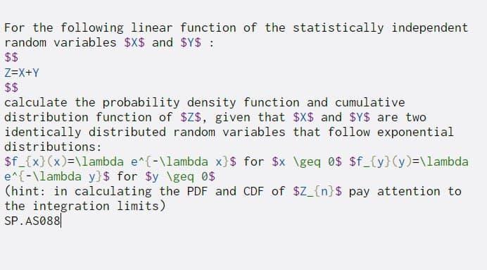 Solved For the following linear function of the | Chegg.com