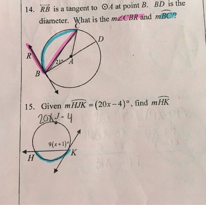 Solved 14. RB is a tangent to OA at point B. BD is the | Chegg.com