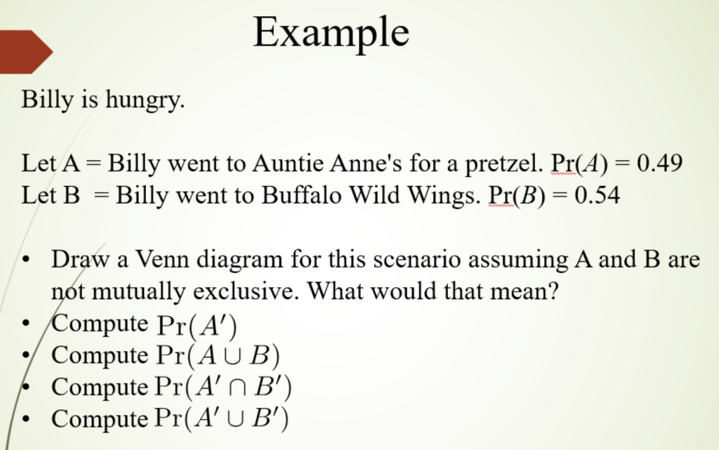 Solved Example Billy is hungry. Let A= Billy went to Auntie | Chegg.com
