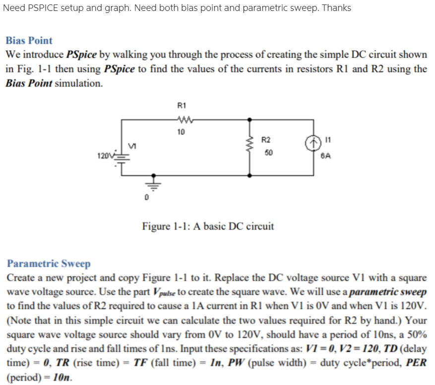 Solved Need PSPICE setup and graph. Need both bias point and | Chegg.com