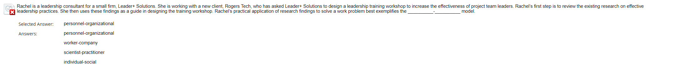 Solved Rachel is a leadership consultant for a small firm, | Chegg.com