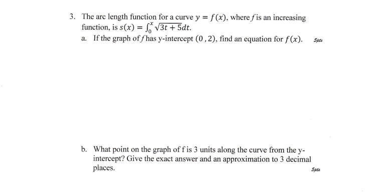 Solved The arc length function for a curve y=f(x), ﻿where f | Chegg.com