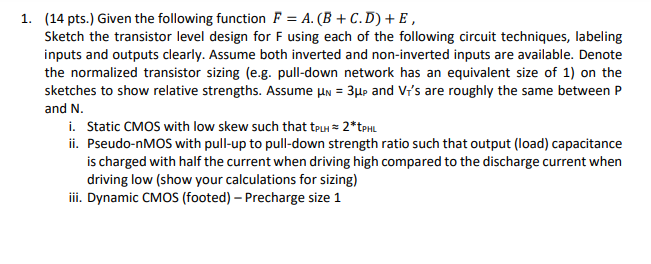 Solved 1. (14 pts.) Given the following function F = | Chegg.com