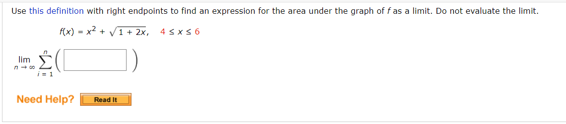 Solved Use this definition with right endpoints to find | Chegg.com
