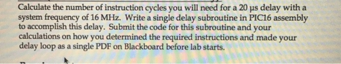 Solved Calculate the number of instruction cycles you will | Chegg.com