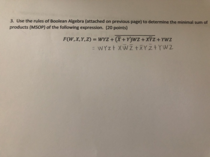 Solved 3. Use the rules of Boolean Algebra (attached on | Chegg.com
