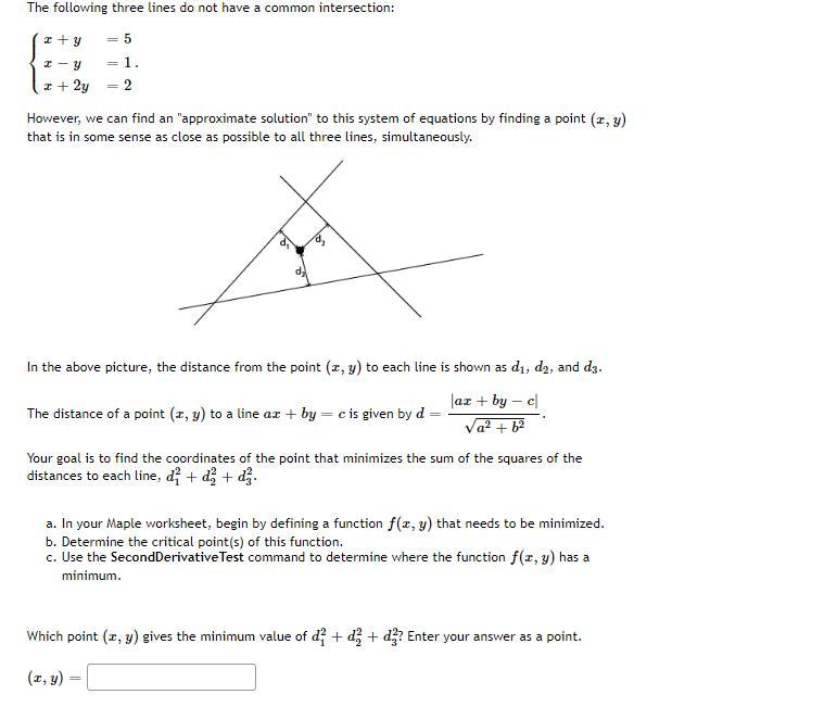 Solved The following three lines do not have a common | Chegg.com