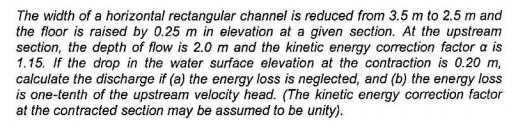Solved The width of a horizontal rectangular channel is | Chegg.com