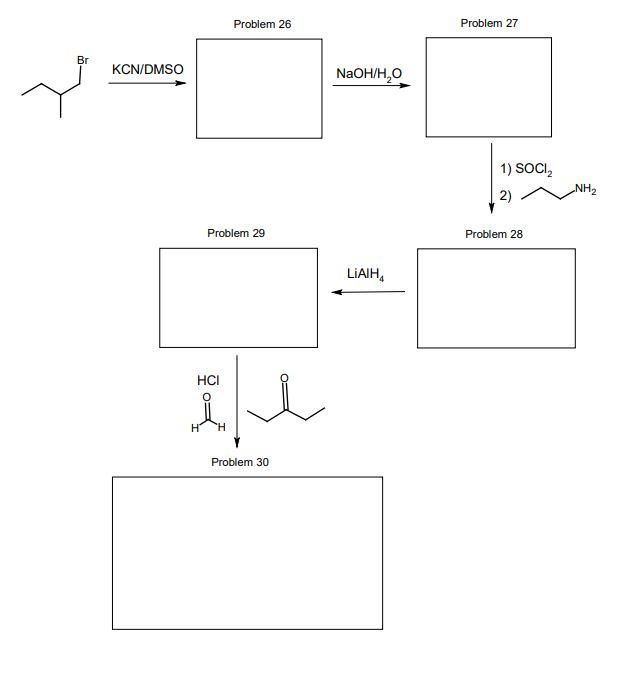 Solved Problem 26 Problem 27 Br KCN/DMSO NaOH/H2O 1) SOCI, | Chegg.com