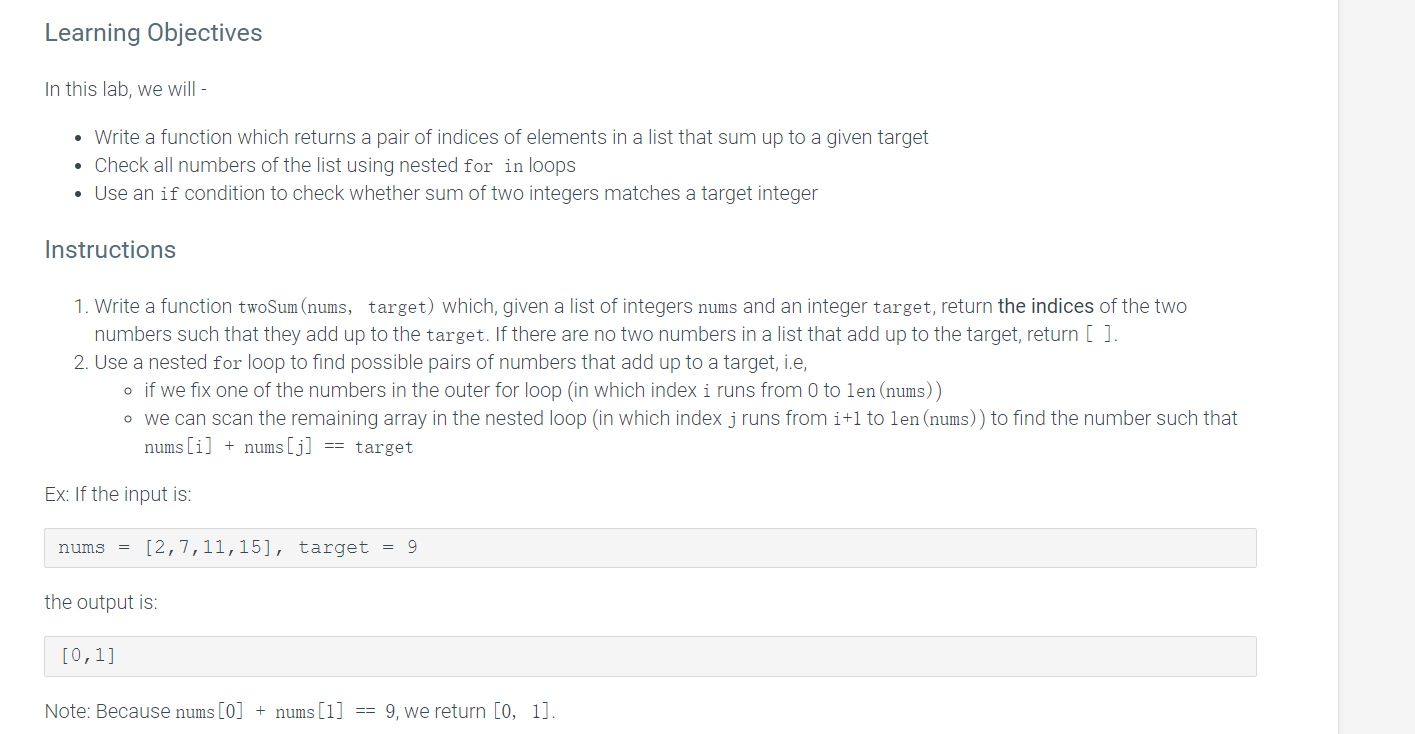 Solved twoSum Learning Objectives In this lab, we will | Chegg.com