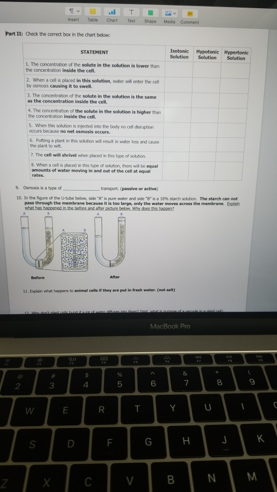 Solved insert Table Chart Text Shape Media Comment Part II: | Chegg.com