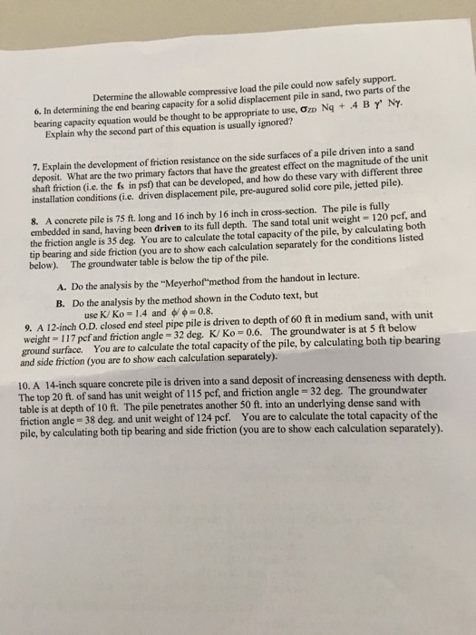 Solved Determine the allowable compressive load the pile | Chegg.com