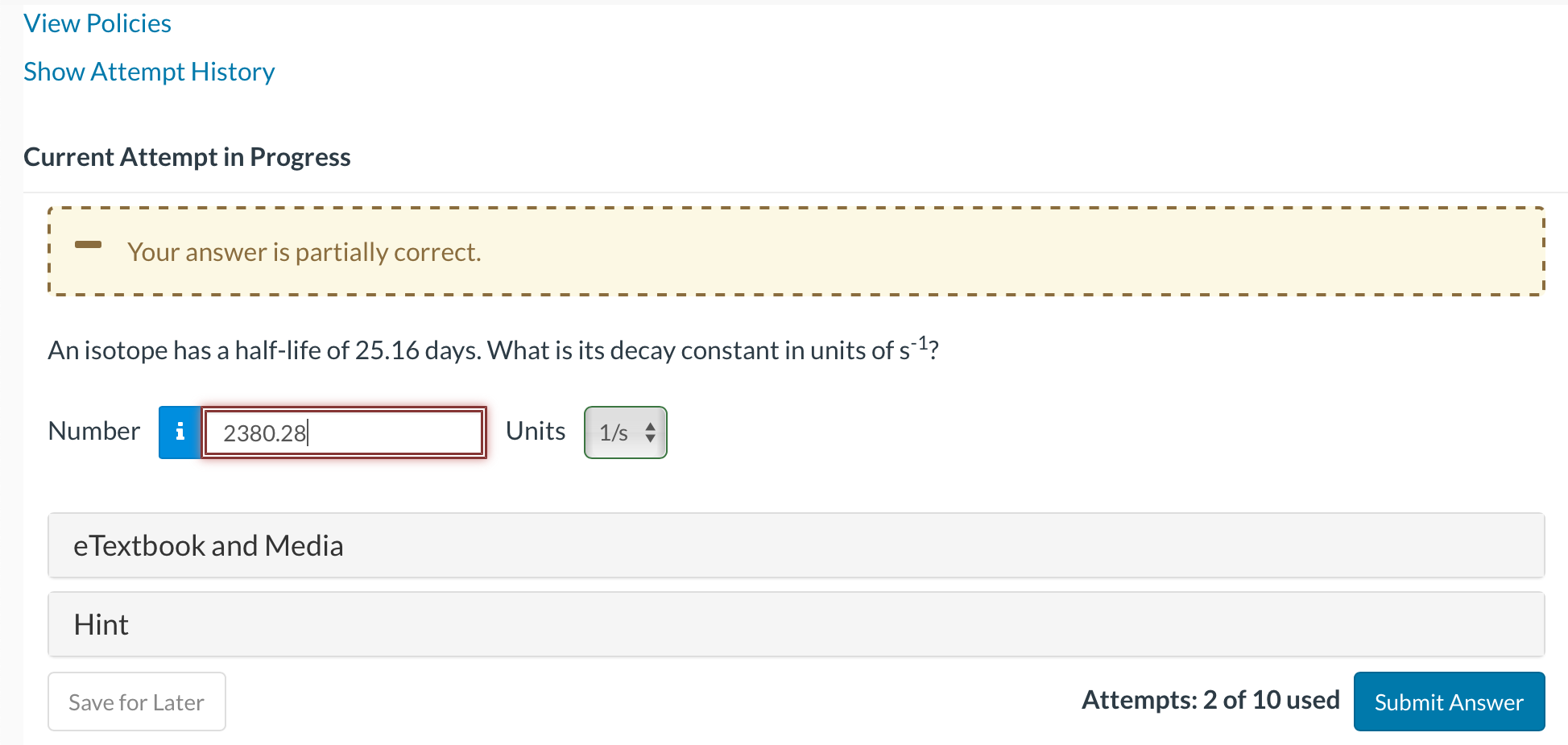 Solved Show Attempt History Current Attempt in Progress An | Chegg.com