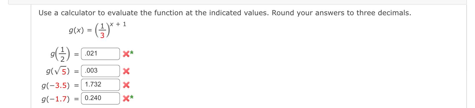 Solved Use a calculator to evaluate the function at the | Chegg.com