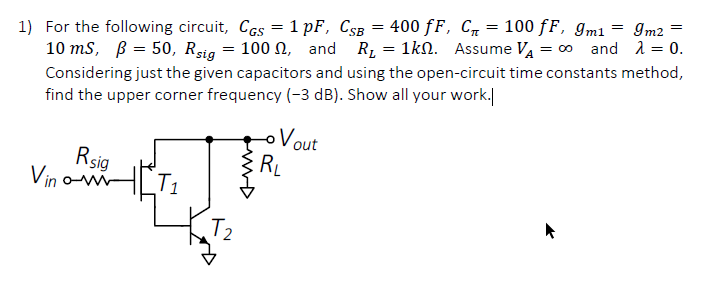 Solved For the following circuit, | Chegg.com
