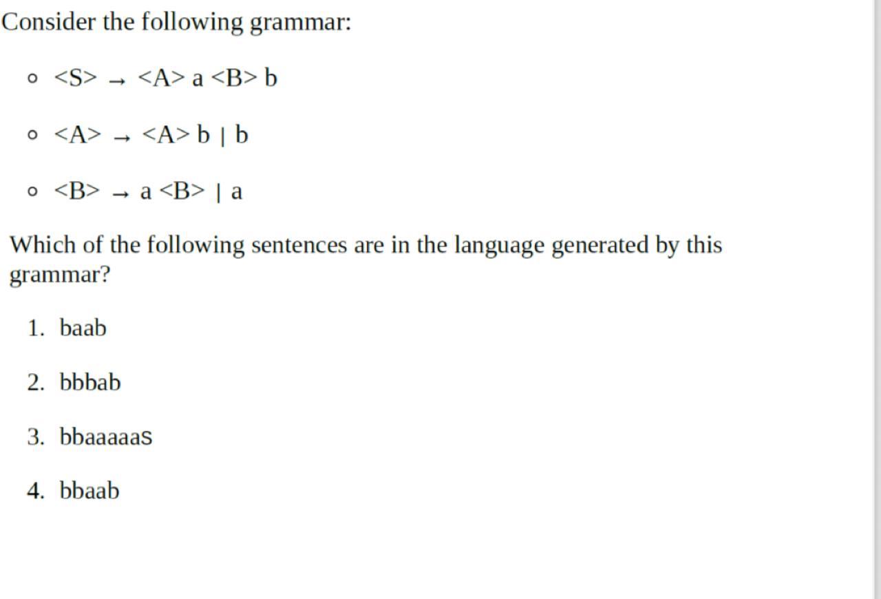 Solved Consider the following grammar: → ﻿a