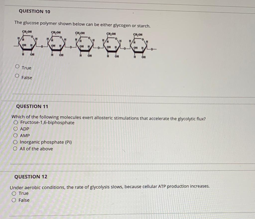 Solved QUESTION 10 The glucose polymer shown below can be | Chegg.com
