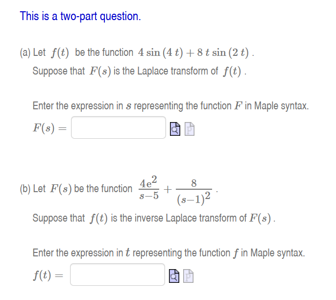 Solved This is a two-part question. (a) Let f(t) be the | Chegg.com