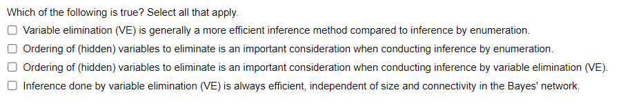 Solved Which of the following is true? Select all that | Chegg.com
