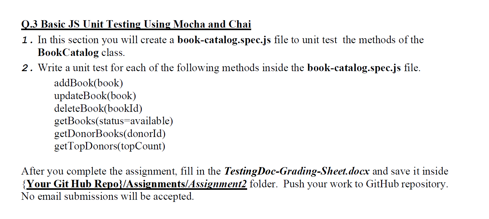 Solved Q.3 Basic JS Unit Testing Using Mocha and Chai 1. In | Chegg.com