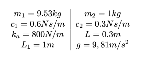 \begin{tabular}{c|c} m1=9.53 kg & m2=1 kg \\ | Chegg.com