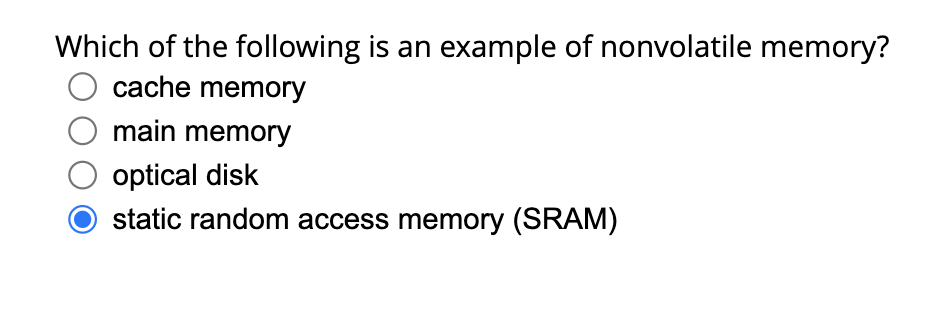 Solved Which of the following is an example of nonvolatile | Chegg.com