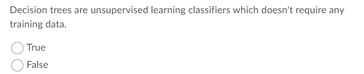 Solved Decision trees are unsupervised learning classifiers | Chegg.com