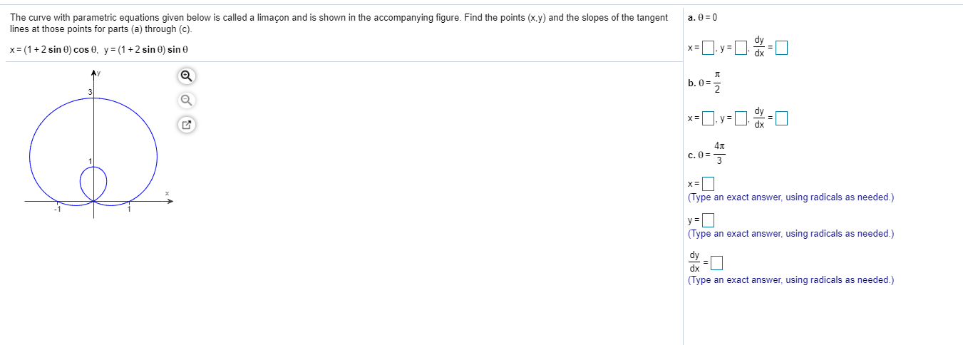 Solved a. 0 = 0 The curve with parametric equations given | Chegg.com