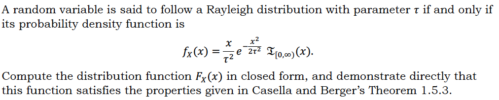 Solved A random variable is said to follow a Rayleigh | Chegg.com