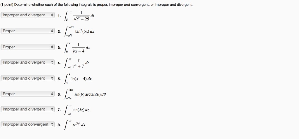 Solved (1 point) Determine whether each of the following | Chegg.com