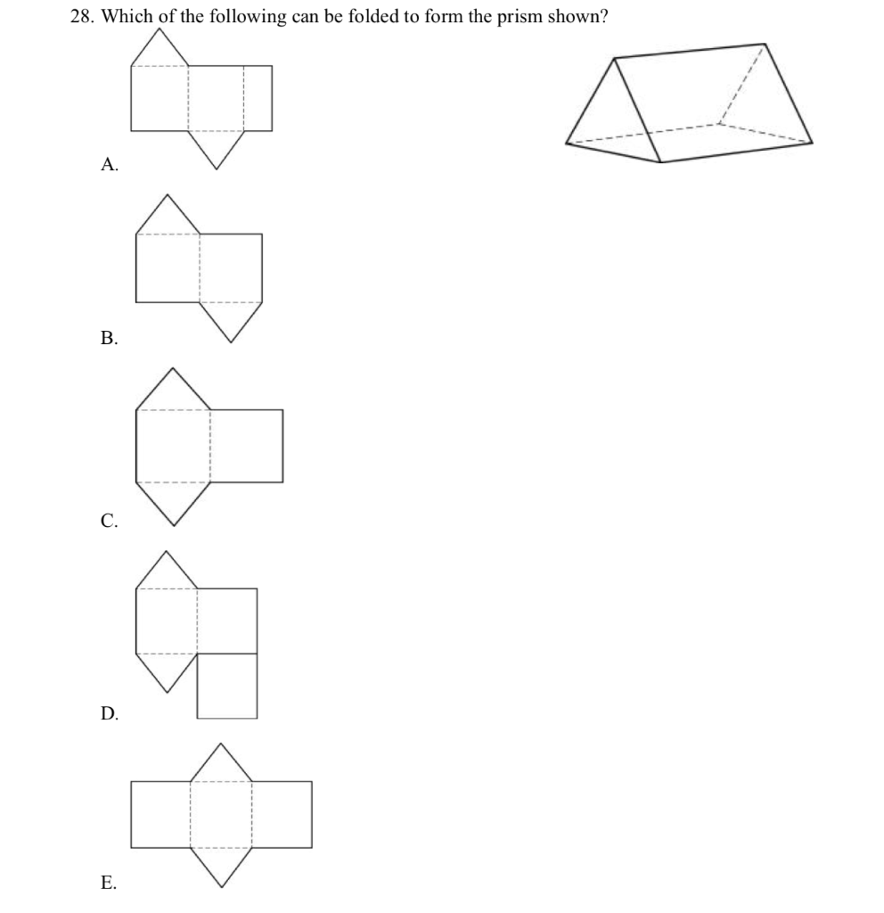 Solved 28. Which of the following can be folded to form the | Chegg.com