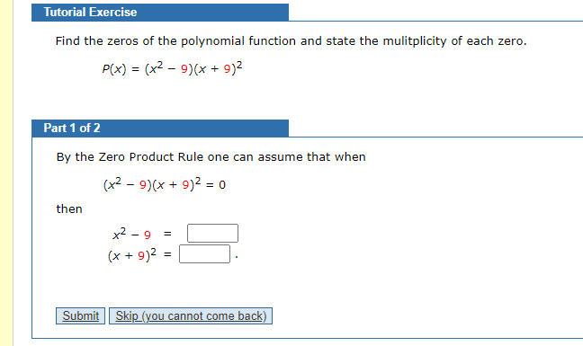 Solved Tutorial Exercise Find the zeros of the polynomial | Chegg.com