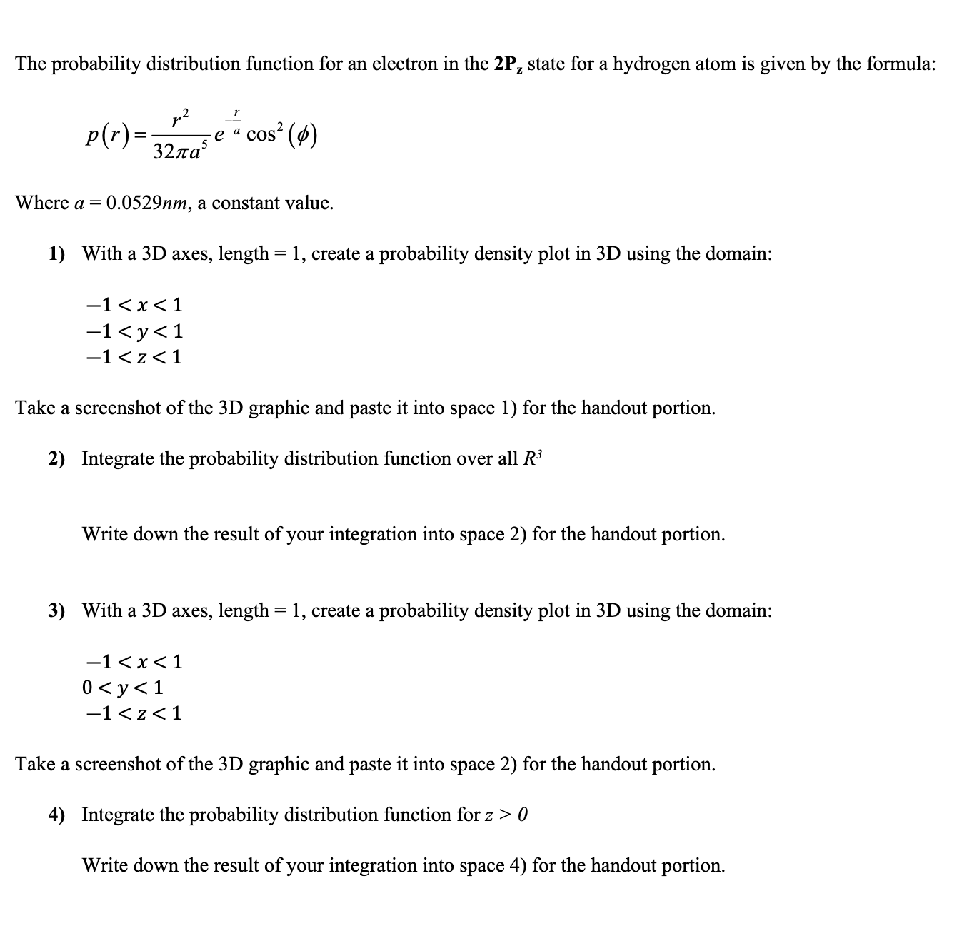 The probability distribution function for an electron | Chegg.com